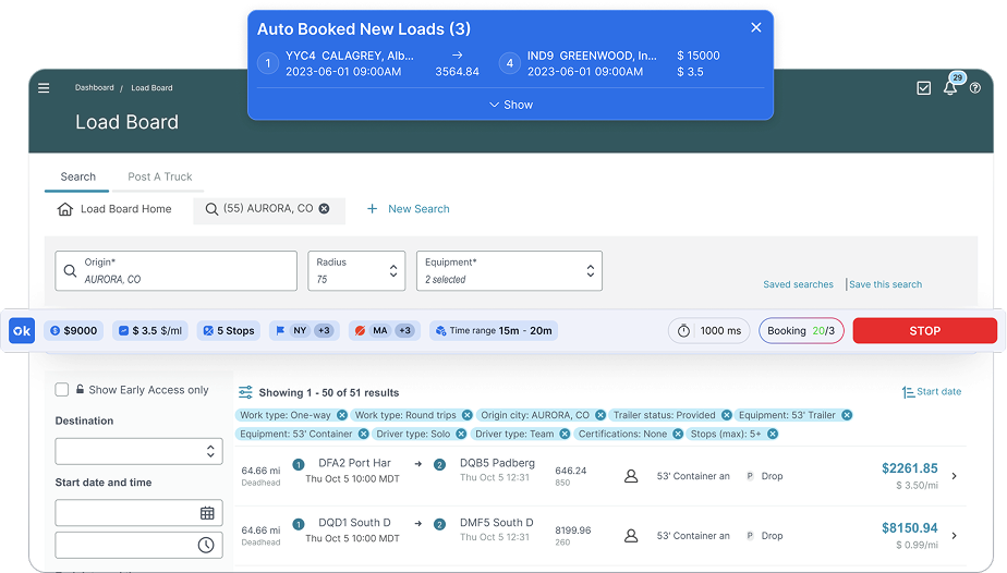 Amazon Relay Loadboard Interface